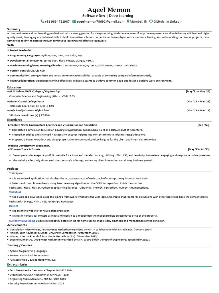Aqeel Memon Resume Ats | PDF | Web Development | Information Technology
