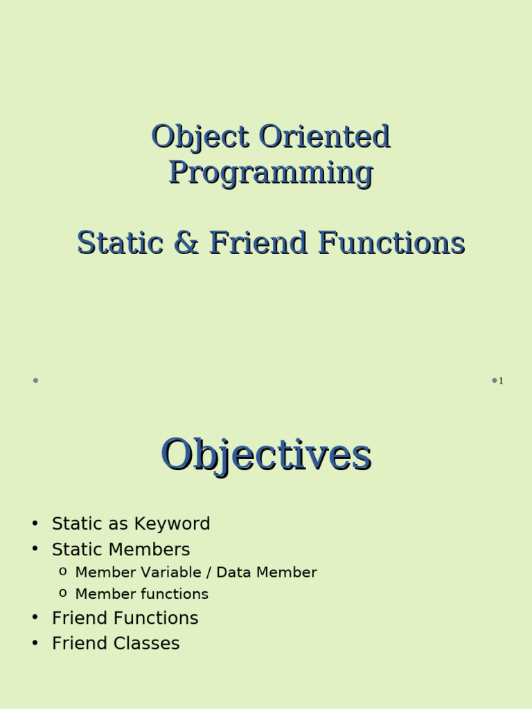 5 - Static & Friend Functions | PDF | Computer Engineering | Computer Programming