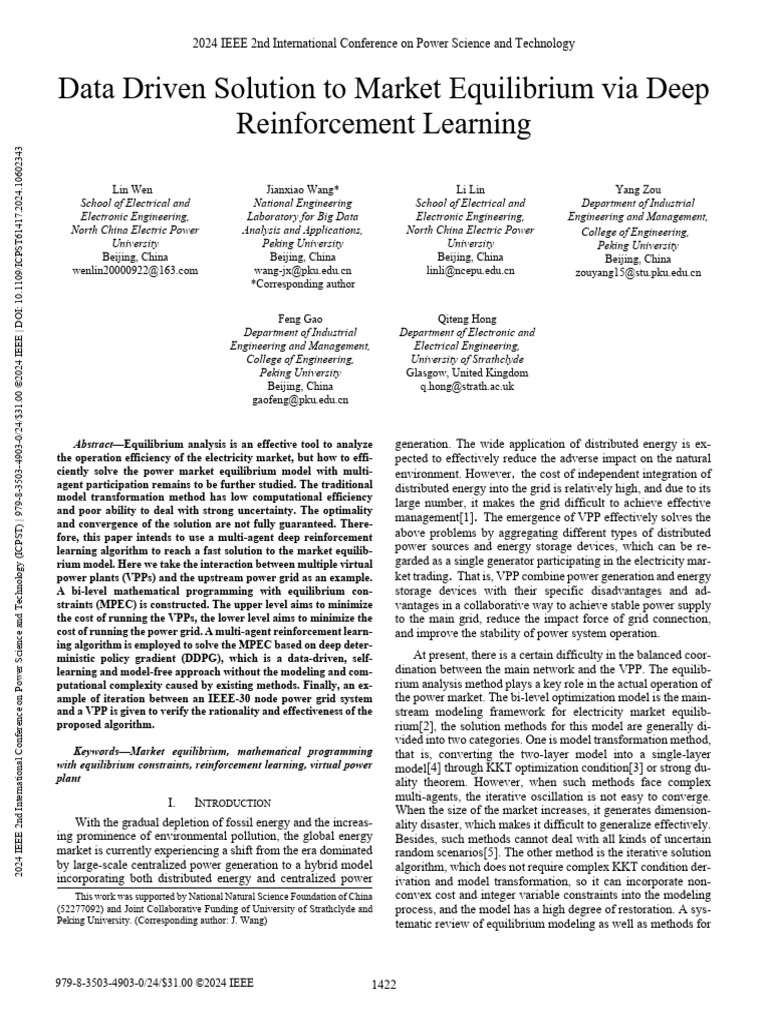 Data Driven Solution To Market Equilibrium Via Deep Reinforcement Learning | PDF | Mathematical ...