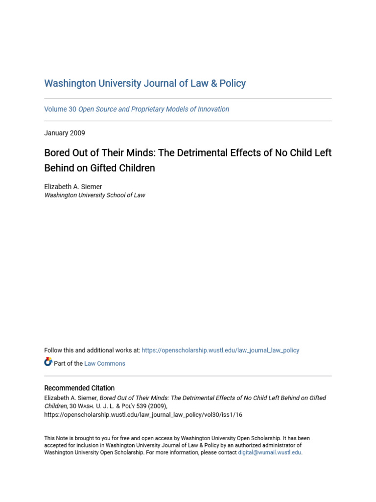 Bored Out of Their Minds - The Detrimental Effects of No Child Lef ...