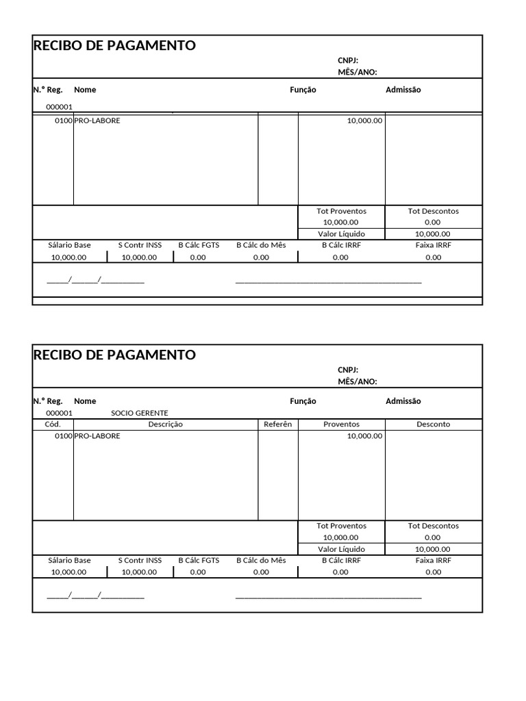 Modelo Pro Labore | PDF | Compensação de emprego | Relações entre ...
