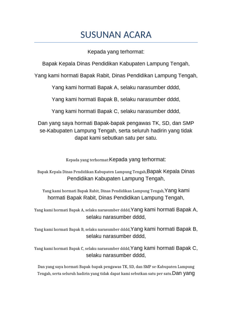 Susunan Acara MC | PDF