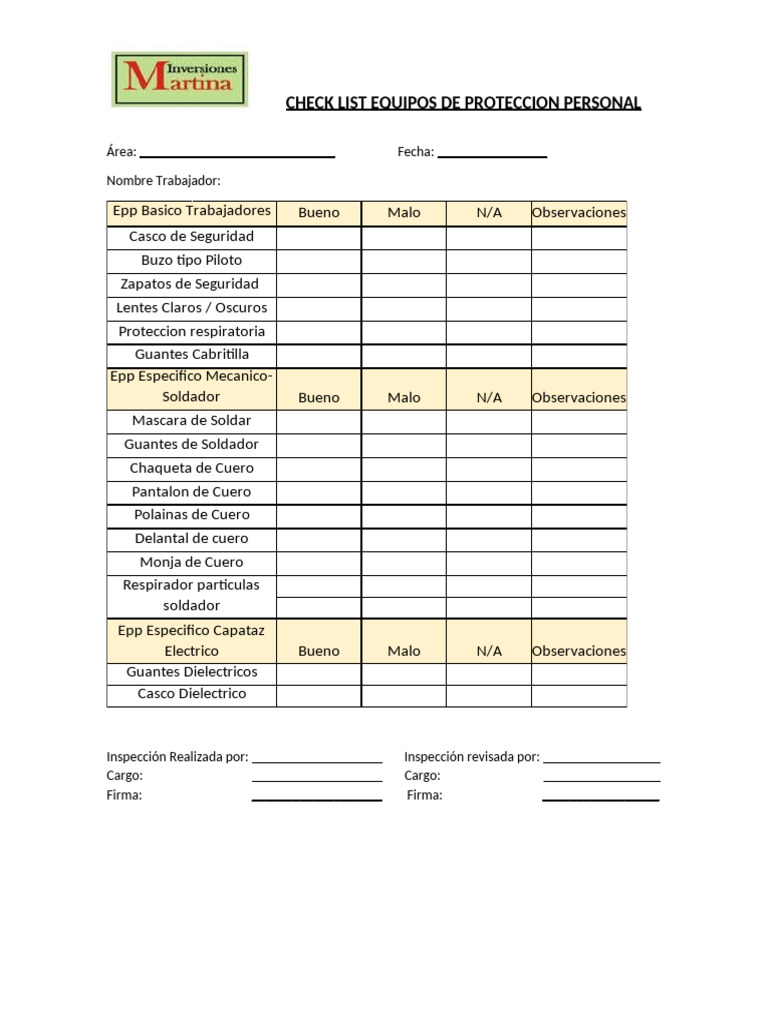 8 Check List Epp Terreno | PDF