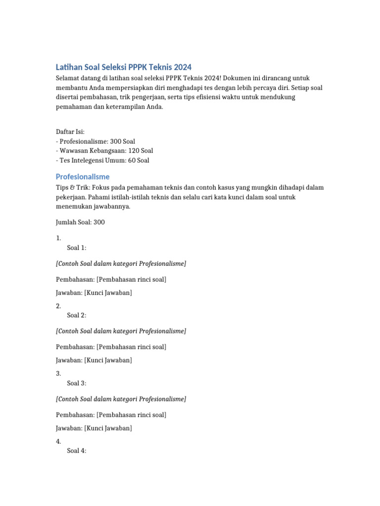 Latihan Soal PPPK Teknis 2024 Lengkap 450 Soal | PDF