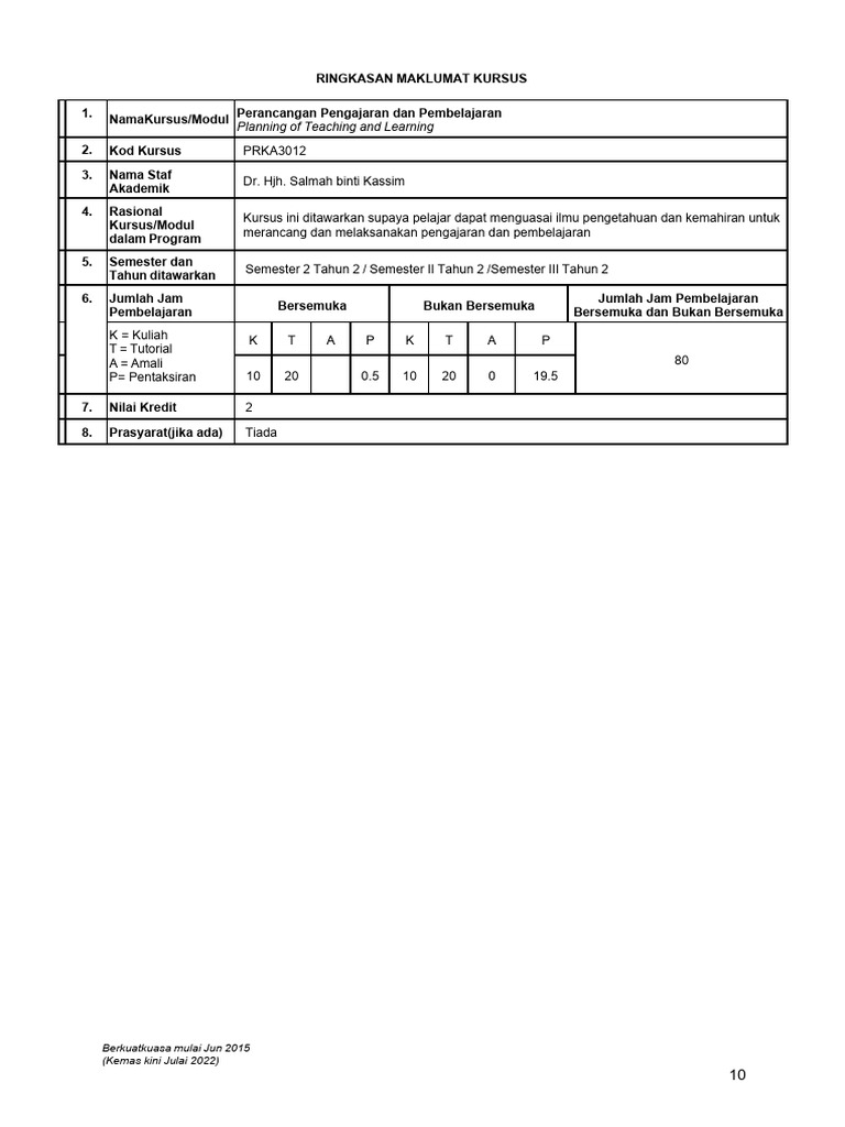 RMK Prka3012 Perancangan Pengajaran Dan Pembelajaran | PDF