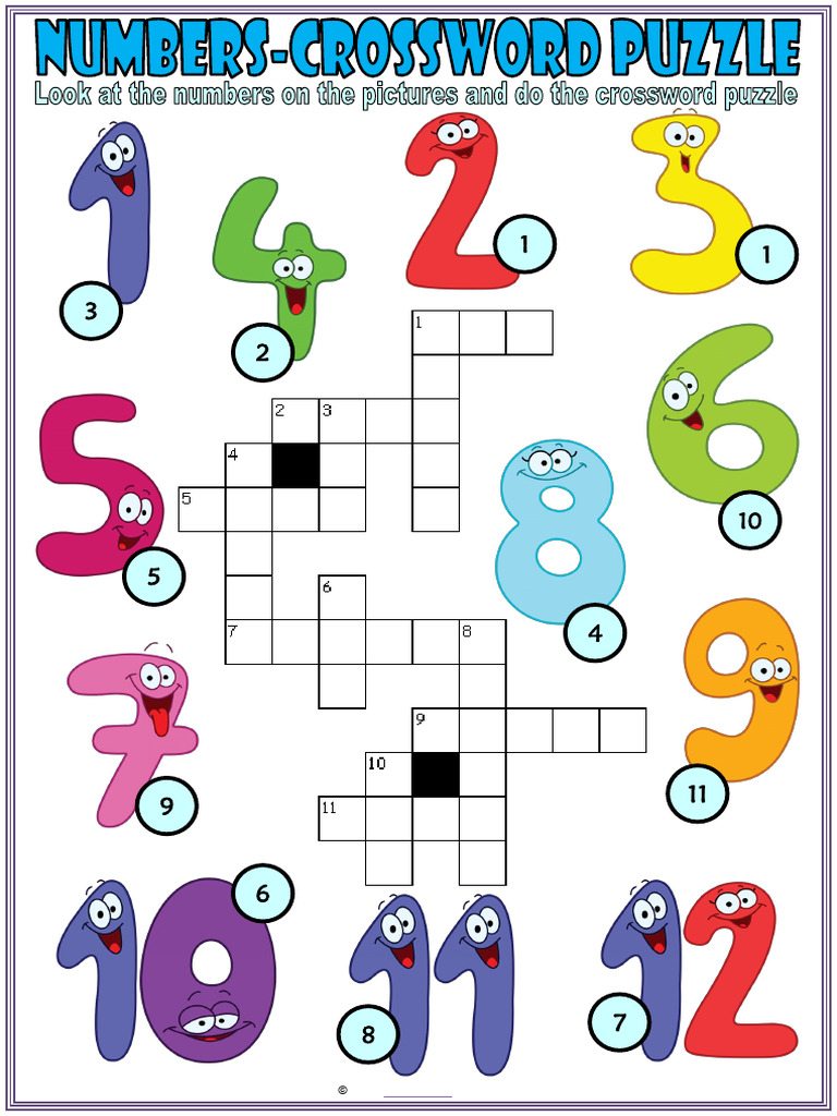 Numbers Crossword Puzzle Worksheet For Kids | PDF