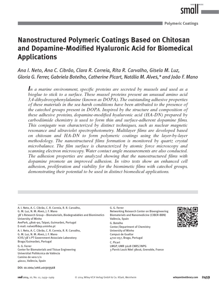 Nanostructured Polymeric Coatings Based On Chitosan and Dopamine ...