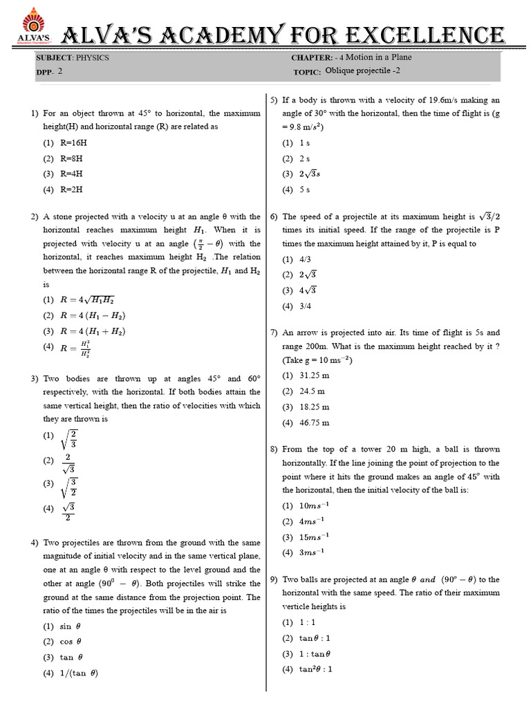 Physics Projectile Problems | PDF | Projectiles | Dynamics (Mechanics)