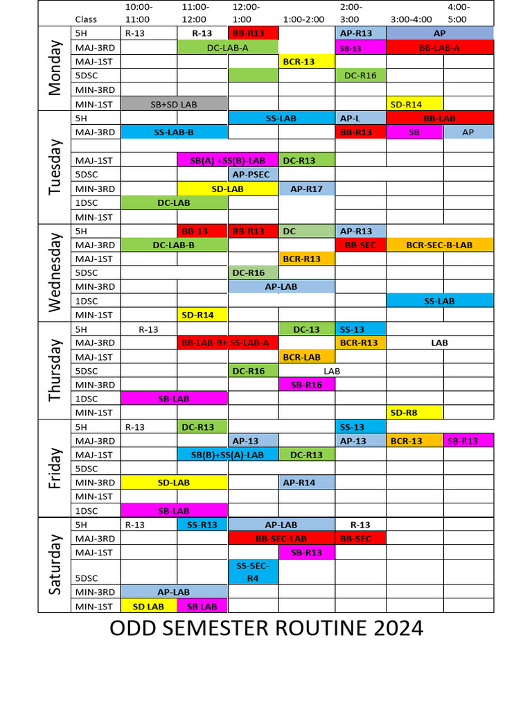 Odd - Sem - Class Routine - 2024 | PDF