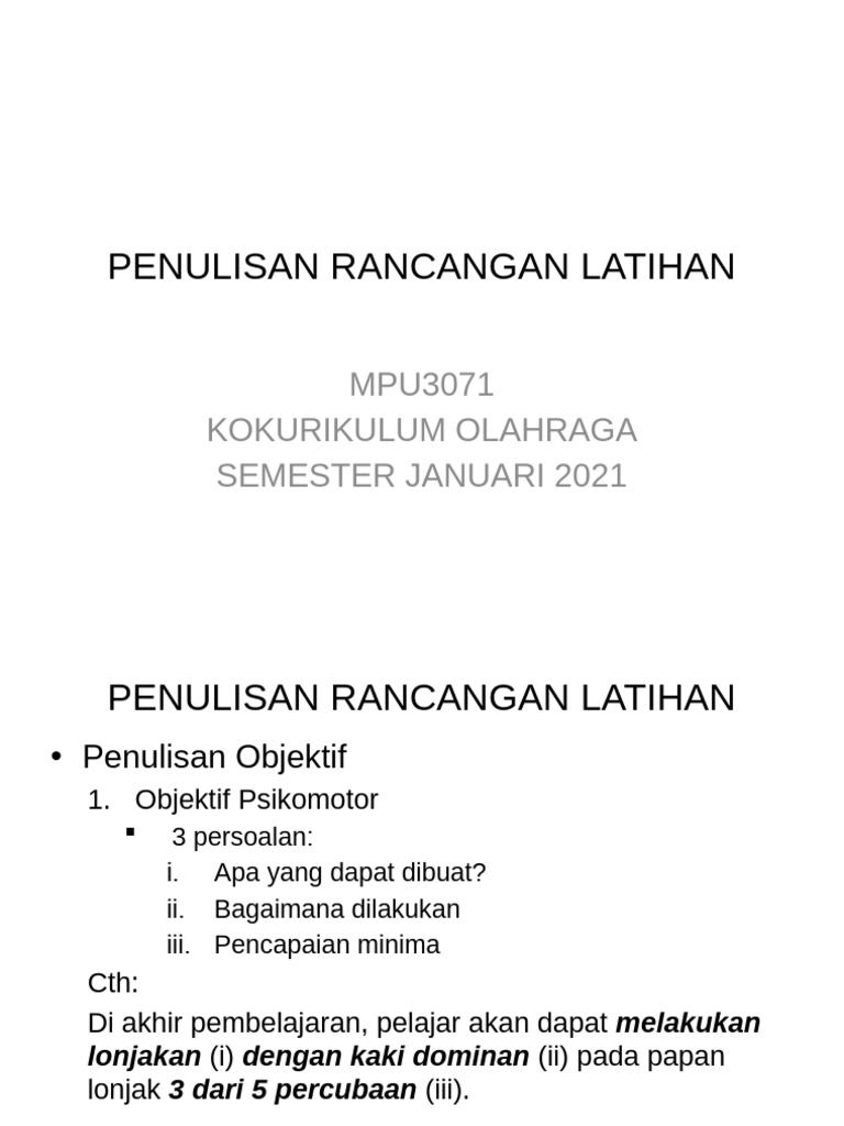 M11 Olahraga Penulisan Rancangan Latihan Pdf Karier Perkembangan