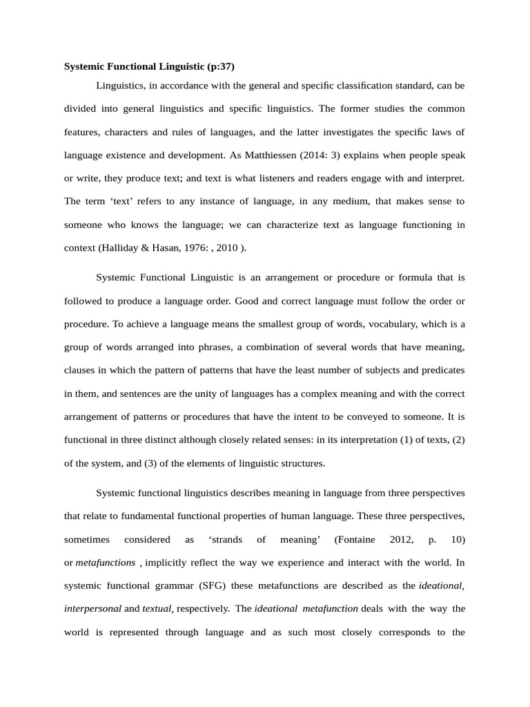 Systemic Functional Linguistic | PDF | Human Communication | Linguistics