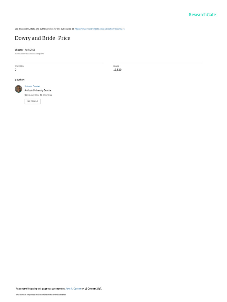 Dowry and Bride-Price | PDF | Family | Marriage