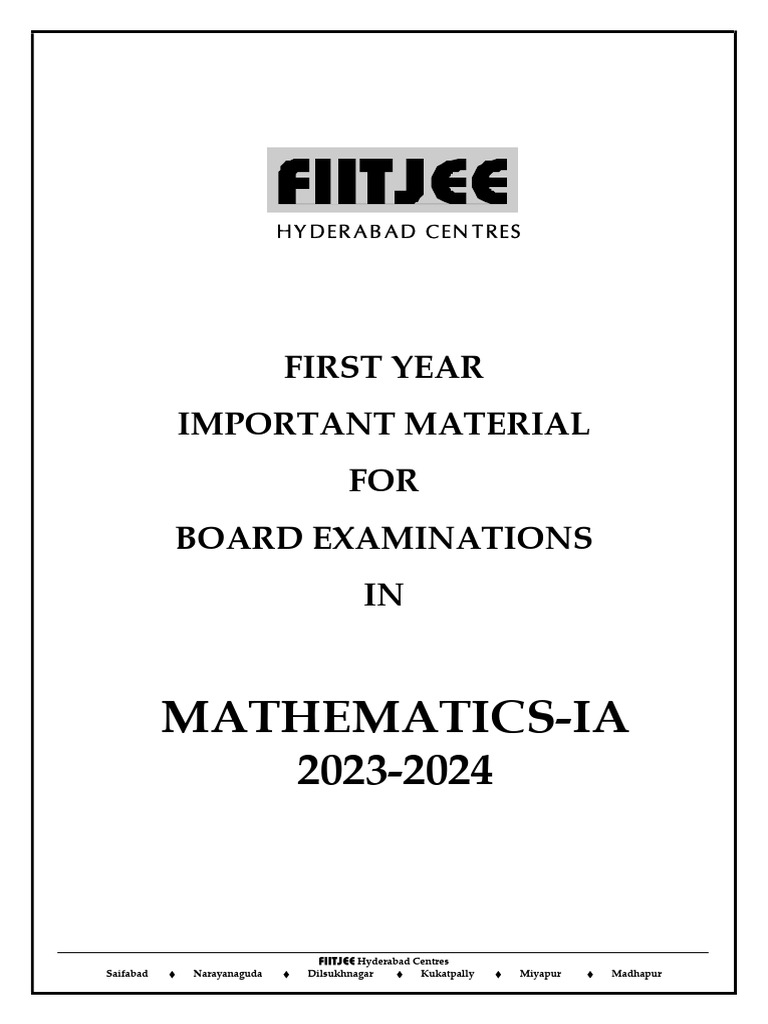 First Year Maths-Ia Ipe Study Package 2023-24 | PDF | Trigonometry | Function (Mathematics)