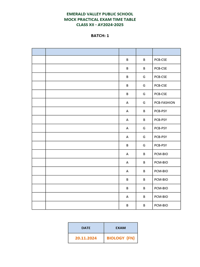 Mock Practical Batches 2024 | PDF
