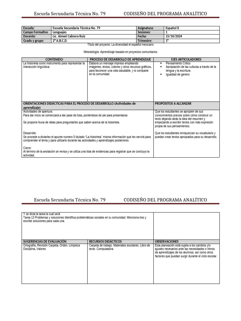 Historieta y Diversidad en Español II | PDF | Aprendizaje | Escuelas