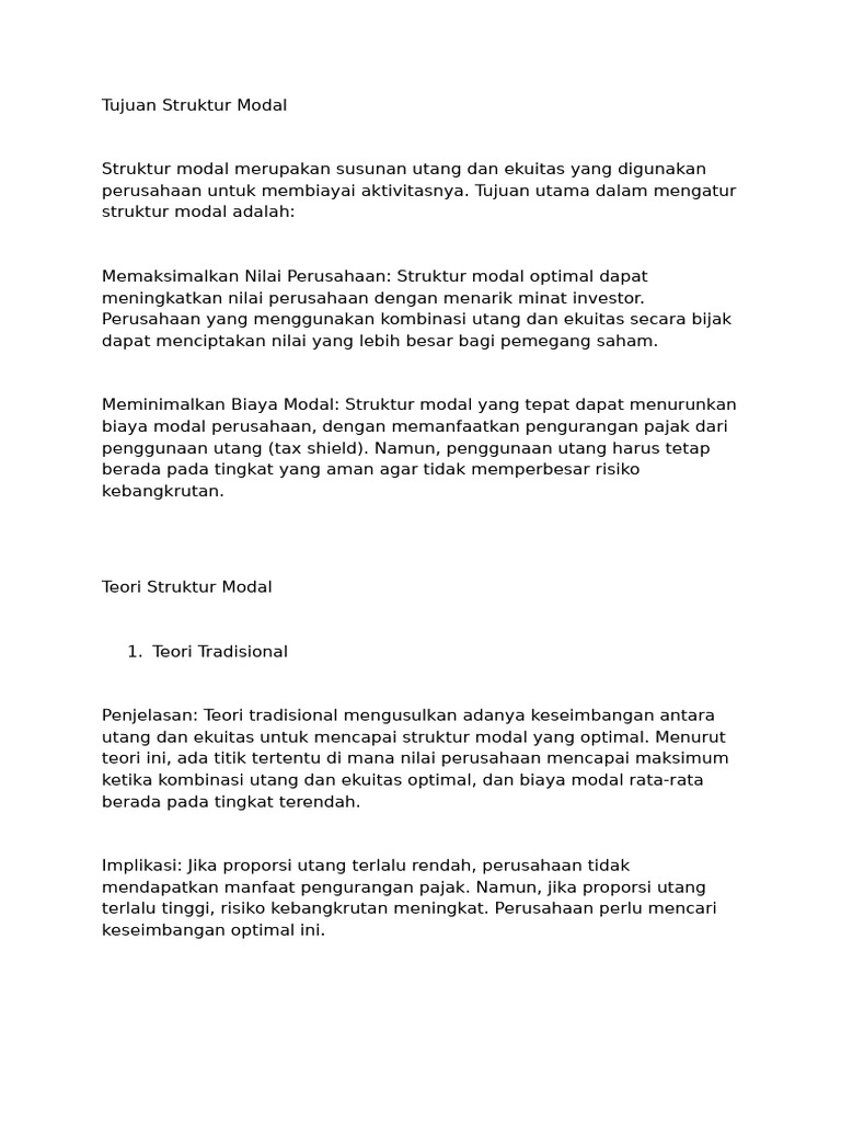 Faktor Struktur Modal | PDF | Pengelolaan Keuangan & Uang