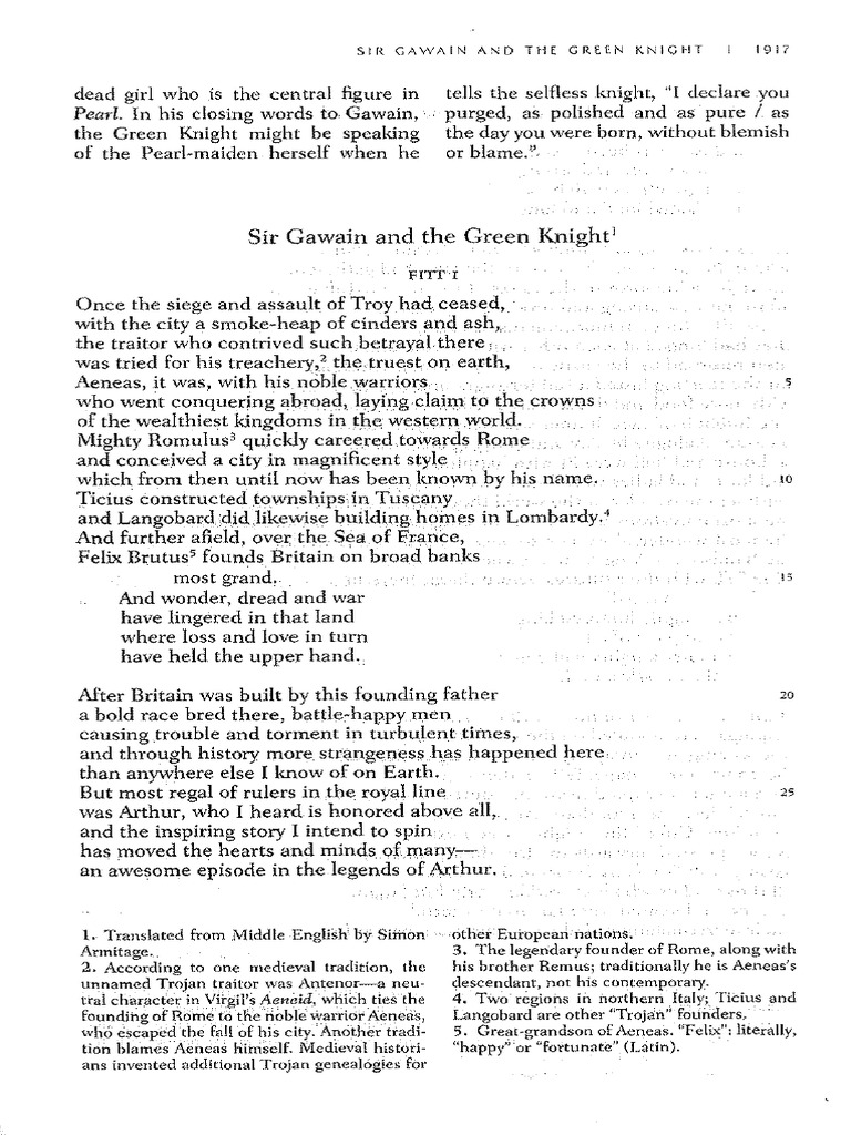 Sir Gawain and The Green Knight | PDF | Aeneas | Gawain