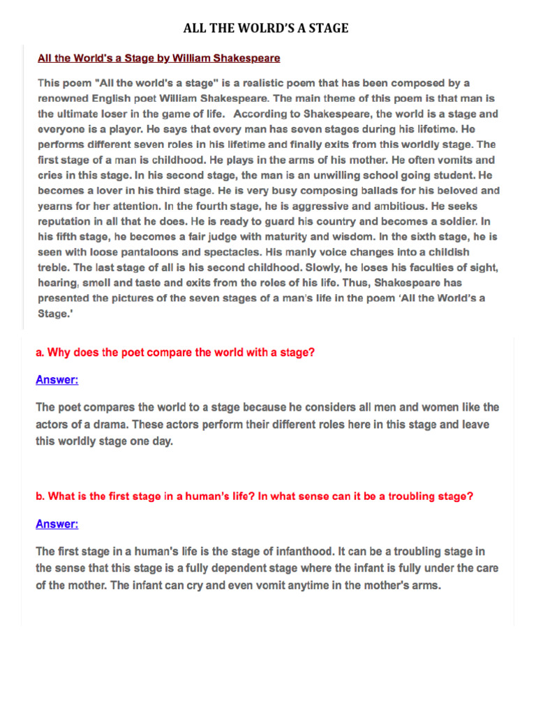 All The Wolrd's A Stage | PDF