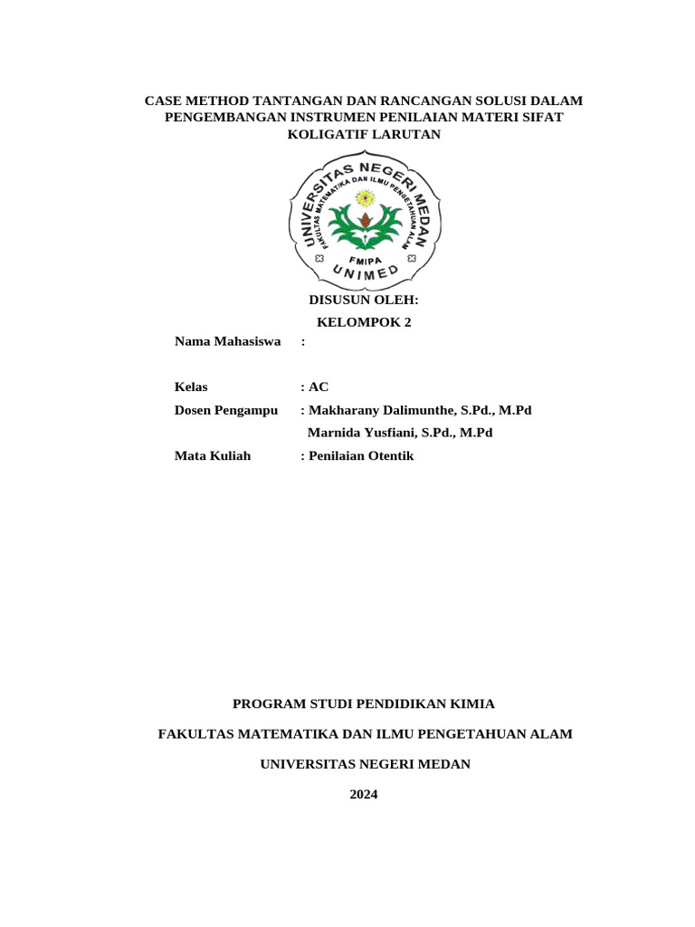 Case Method Penilaian Otentik Kelompok 2 Sifat Koligatif Larutan | PDF