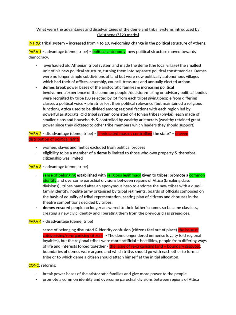 What Were The Advantages and Disadvantages of The Deme and Tribal ...