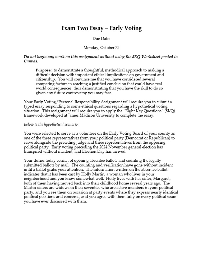 Instructions - Early Voting 2305 | PDF | Essays | Evaluation