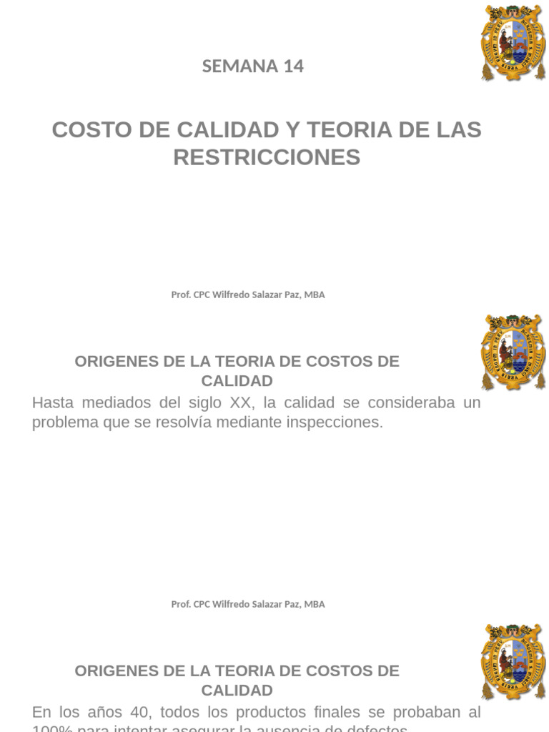 Costos de Calidad y Teoria de Las Restricciones | PDF | Calidad (comercial) | Business