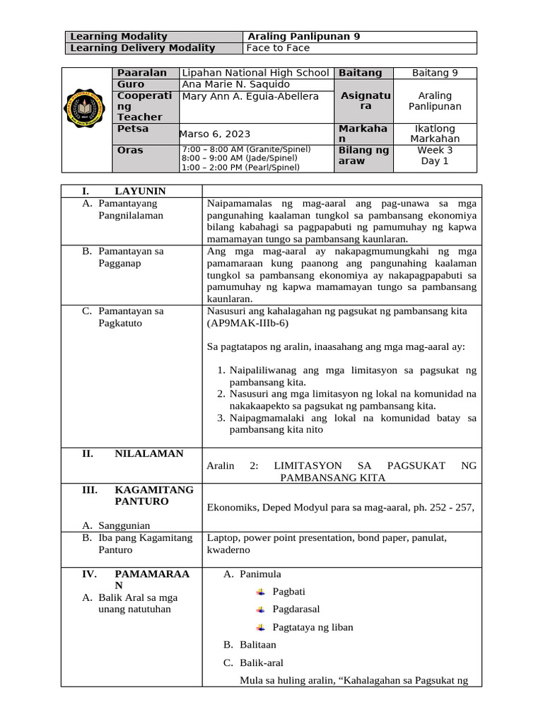 AP9 3Q Aralin 2 Week 3 Day 1 | PDF