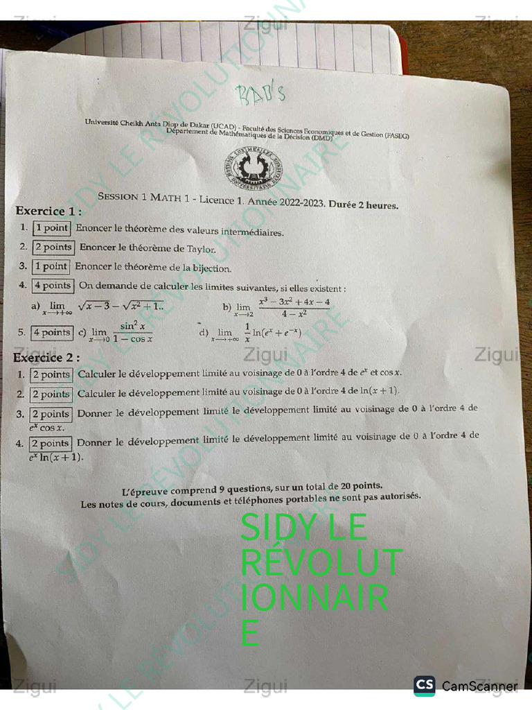 Sidy Le Révolutionnaire Math 2022-2023 | PDF