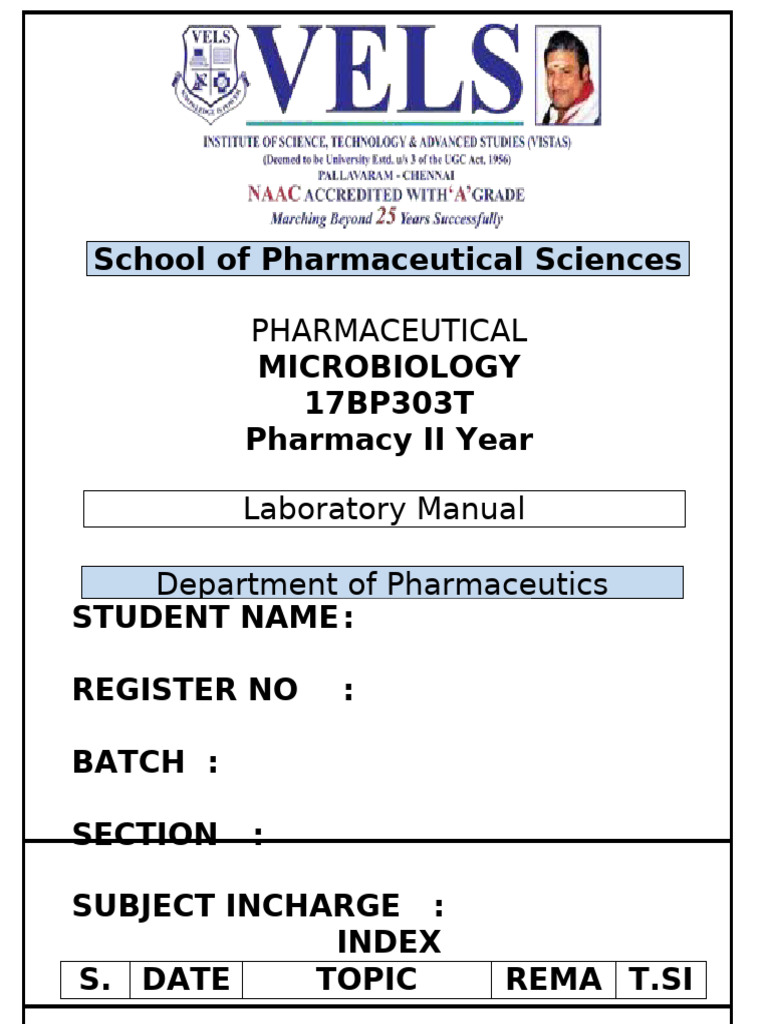 Pharmaceutical Microbiology Lab Manual Finale - Bpharm | PDF ...