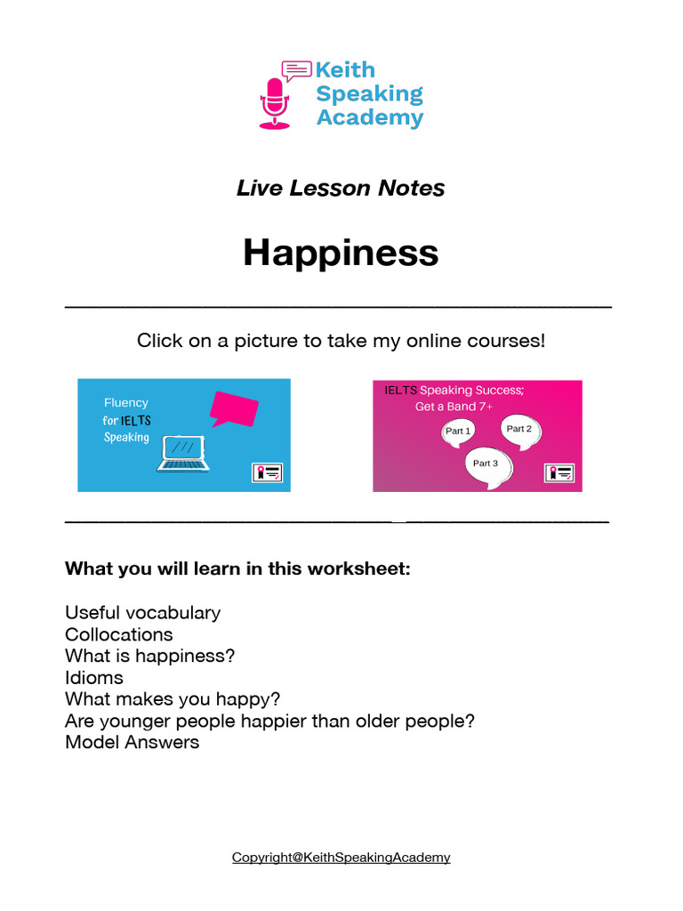 Speaking - Talk About Happiness | PDF | Happiness