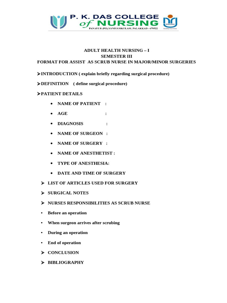 Scrub Nurse Guide for Surgeries | PDF