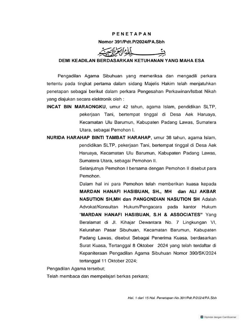 Salinan Putusan 391 PDT P 2024 PA SBH | PDF
