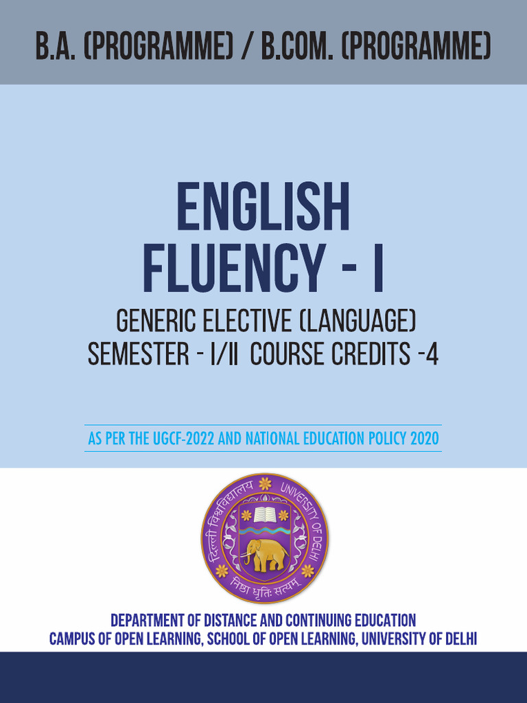 English Fluency 1 Sem 1 Ba Prog | PDF | Adverb | Part Of Speech