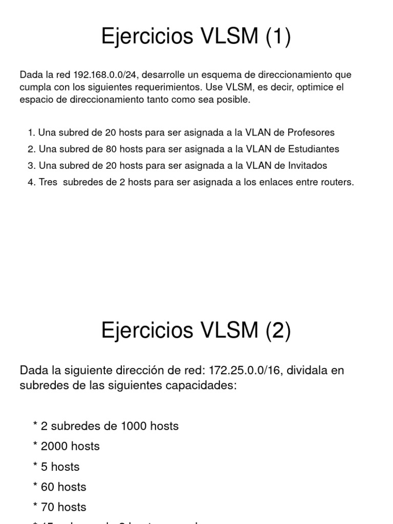 2 - Ejercicios Subredes VLSM | PDF | Ciencia y matemática | Computadoras