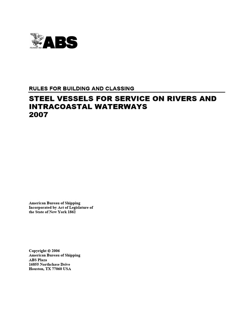 Abs Steel Vessel River Rules | PDF | Tonnage | Truss