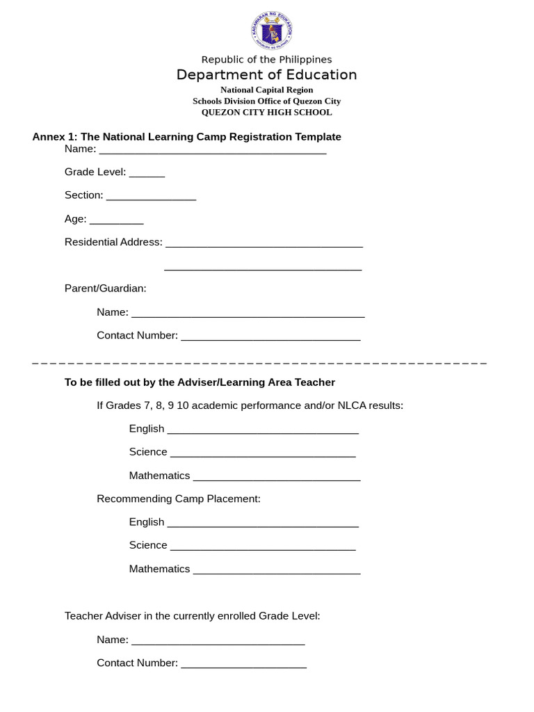 NLC Registration Form | PDF