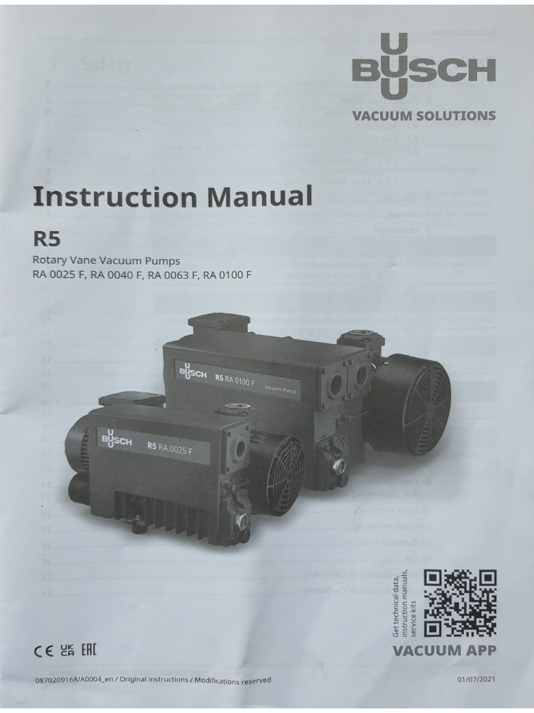 Busch Vacuum Pump Manual | PDF