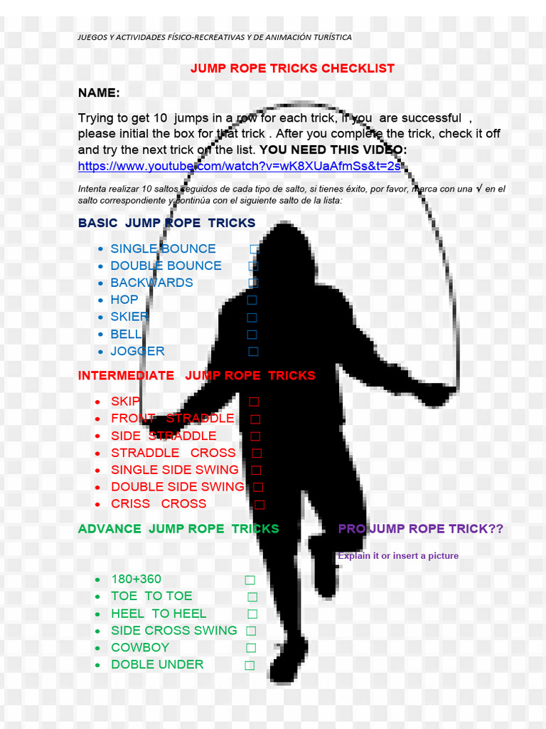 Jump Rope Tricks Checklist | PDF