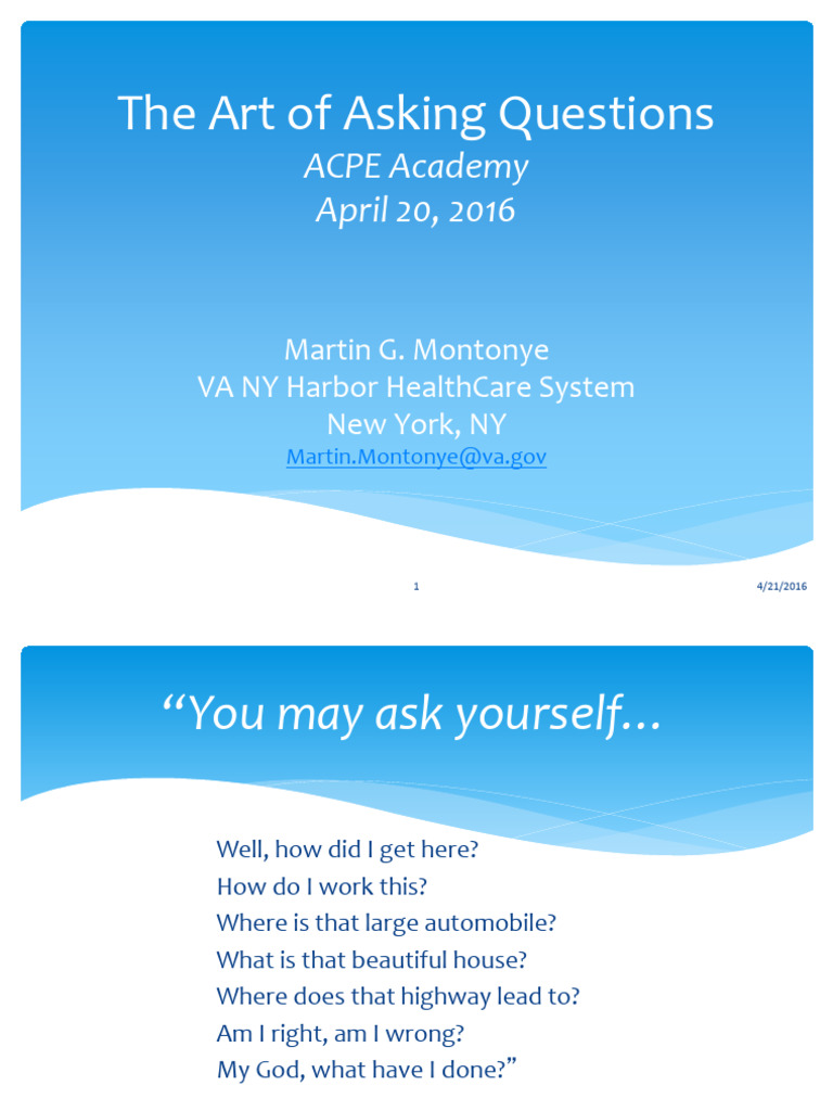 The Art of Asking Questions | PDF | Experience | Affect (Psychology)