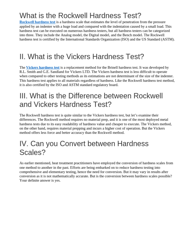 Rockwell To Vickers Conversion Chart | PDF | Hardness