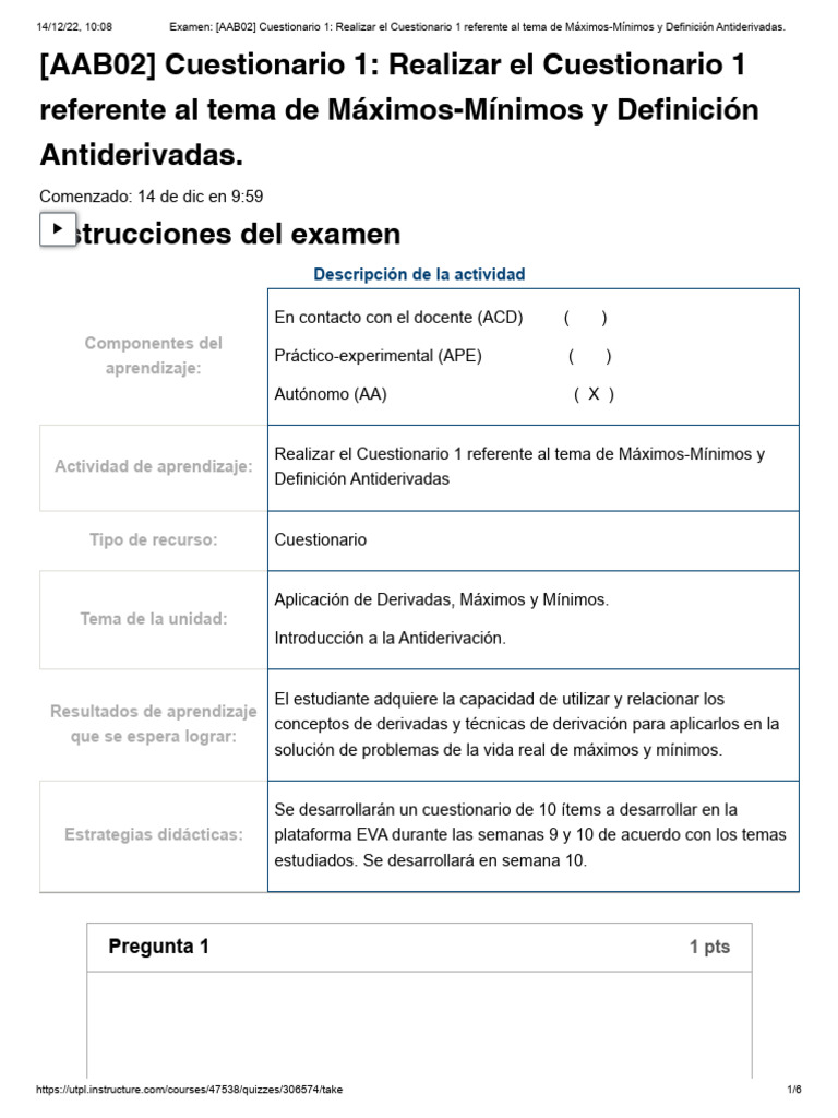 (AAB02) Cuestionario 1 - Realizar El Cuestionario 1 Referente Al Tema ...