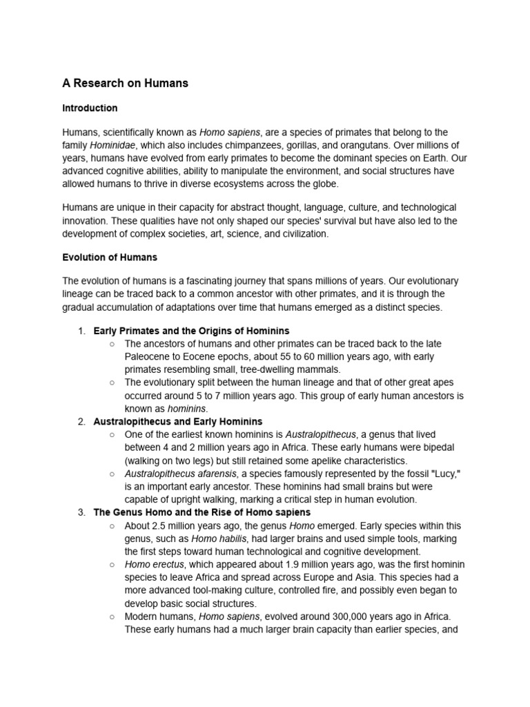 A Research on Humans | PDF | Homo | Human