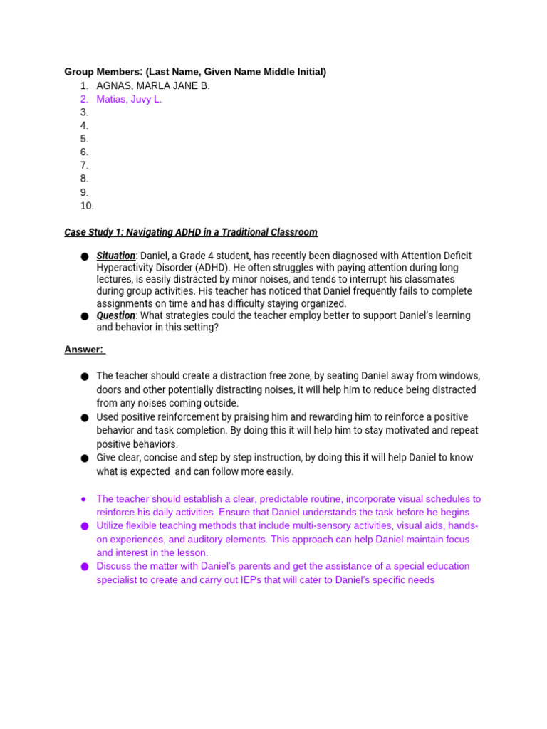 Milestone 2 - Case Study Template | PDF | Attention Deficit ...