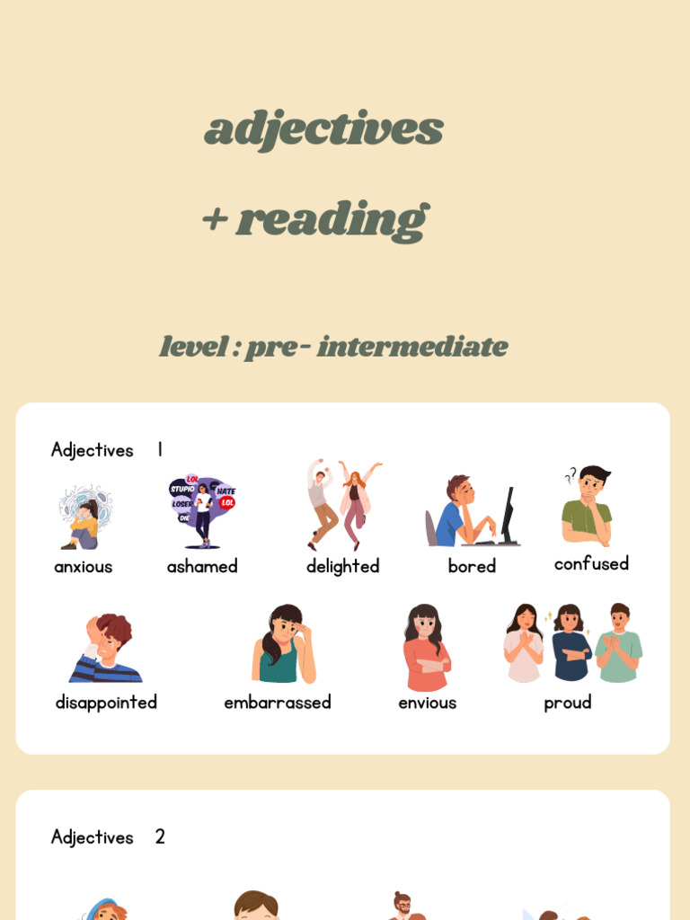 Adjectives Pre Intermediate | PDF | Green | Color