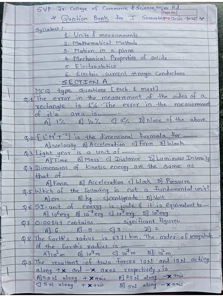 Physics Question Bank | PDF