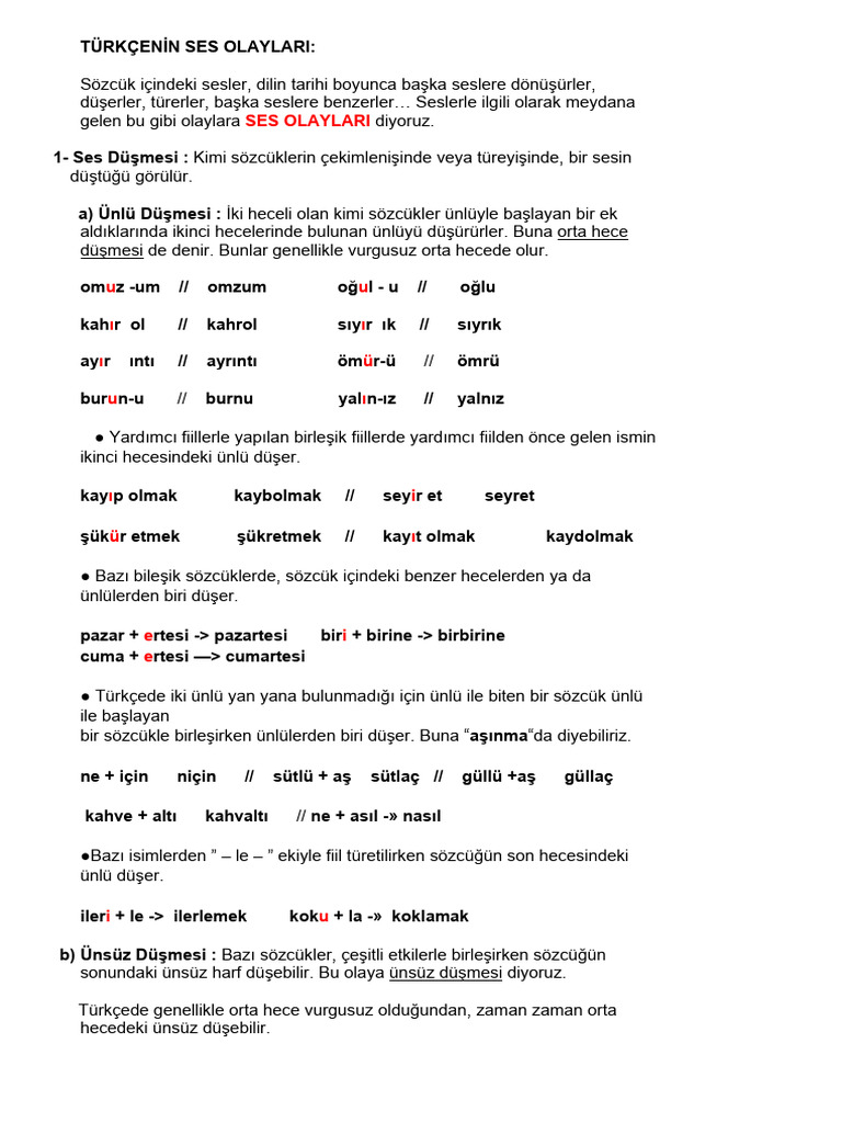 Hafta Türkçeni̇n Ses Olaylari | PDF