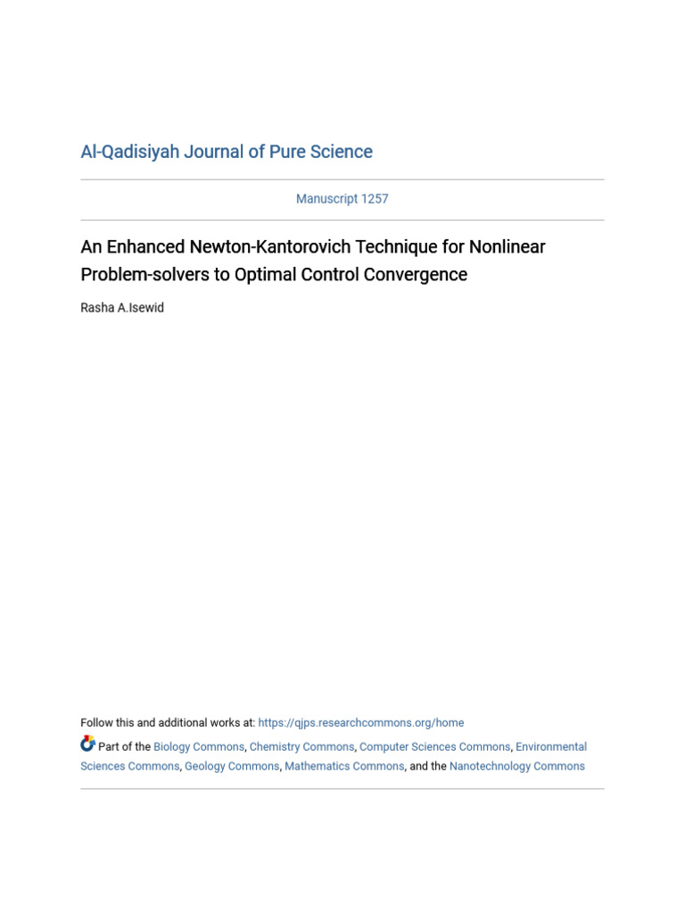 An Enhanced Newton-Kantorovich Technique For Nonlinear Problem-So | PDF | Science | Optimal Control