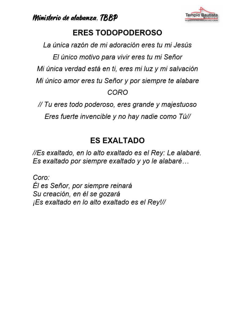 Canciones TBBP Domingo 30 de Abril 2023 Paseo | PDF | Salvación | Dios