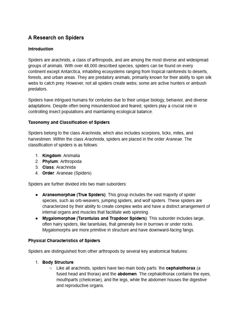 A Research on Spiders | PDF | Spider | Spider Web