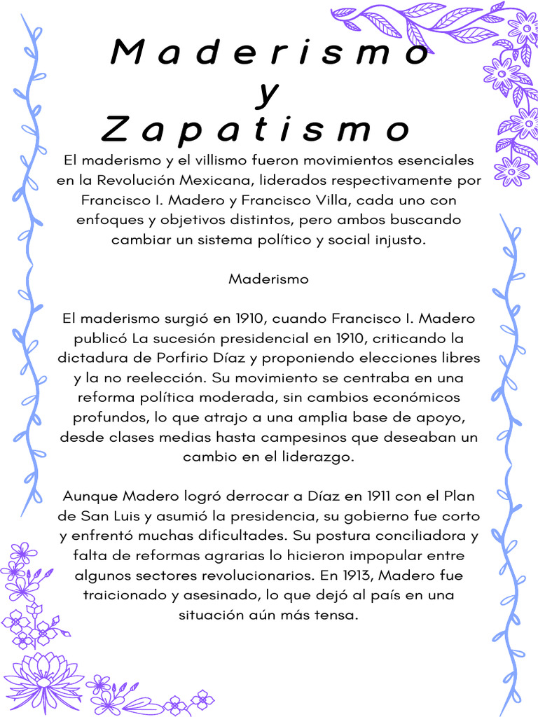 Maderismo y Zapatismo PDF | PDF | revolución mejicana